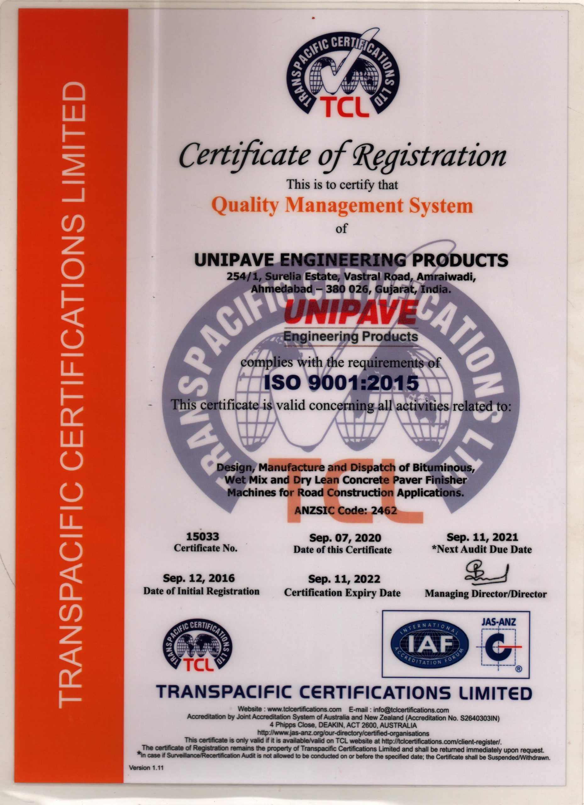 Quality - UNIPAVE Engineering Products